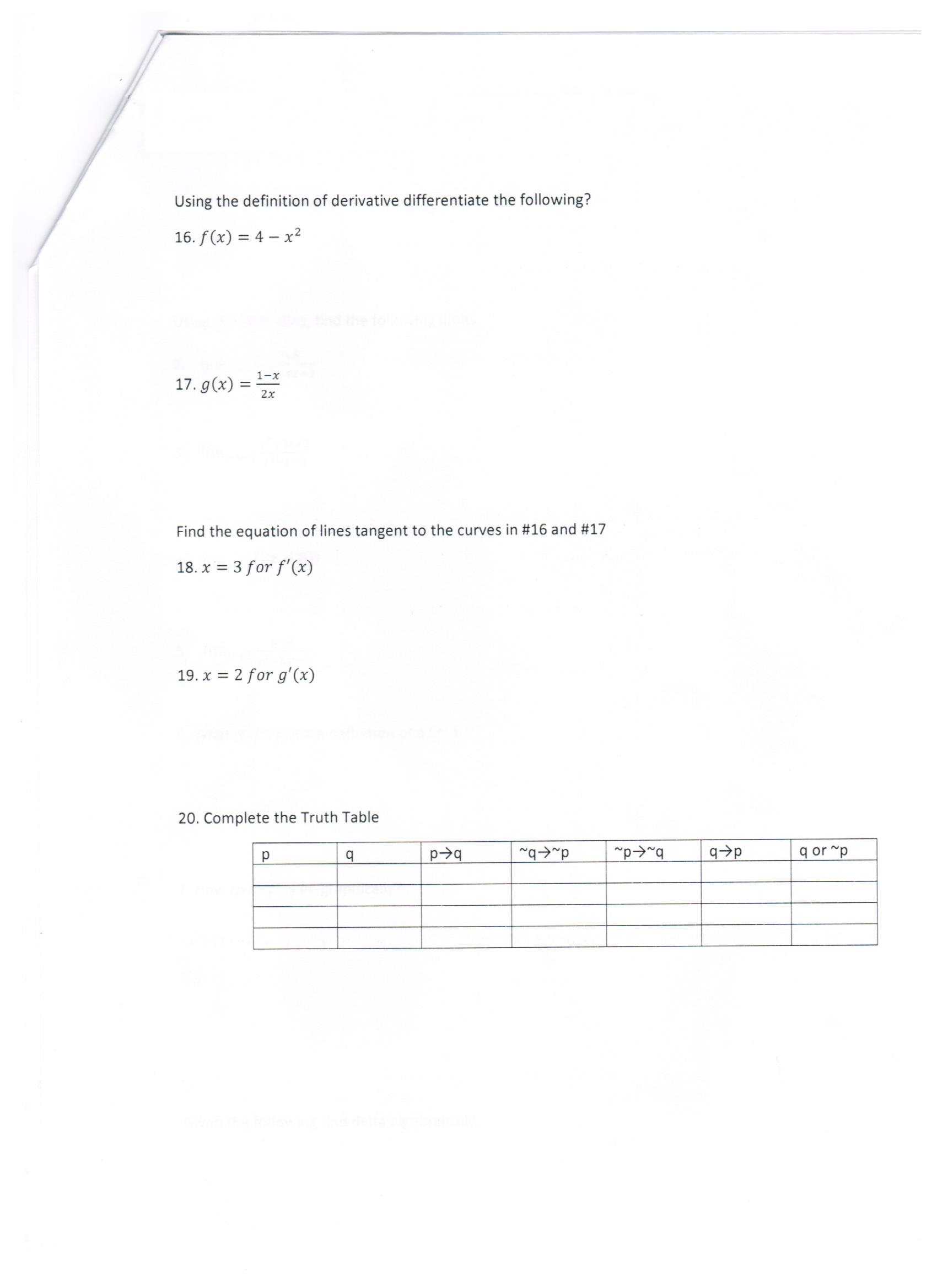 Solved Using the definition of derivative differentiate the | Chegg.com