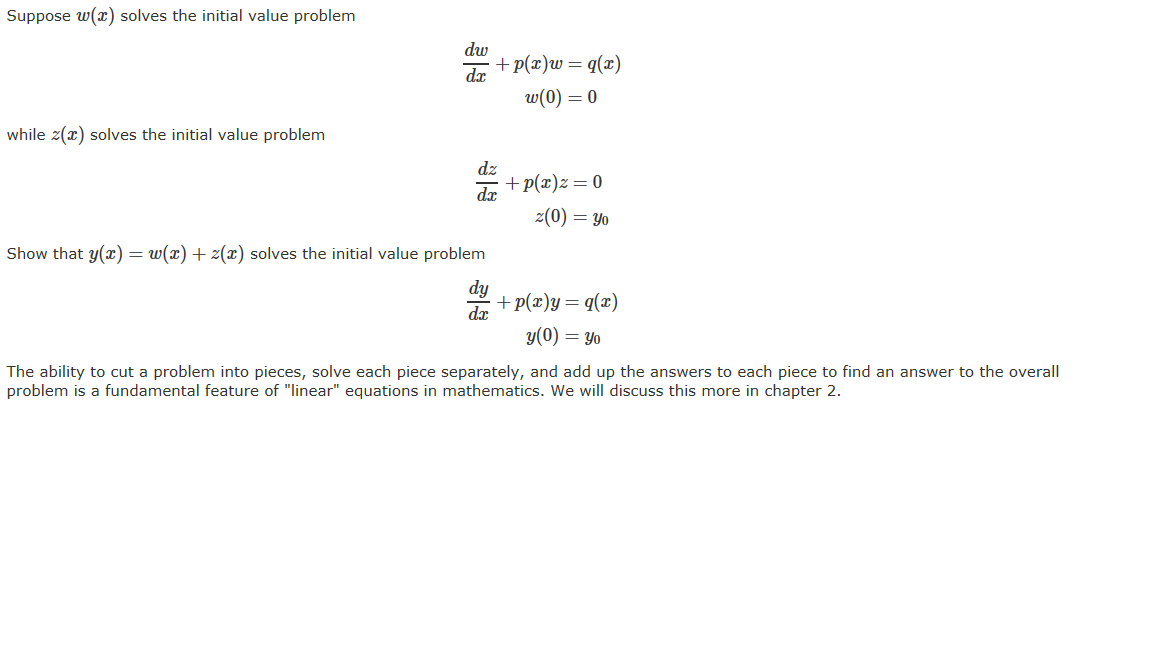 Solved Suppose w(x) solves the initial value problem dw/dx | Chegg.com