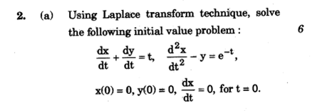Solved Using Laplace transform technique, solve the | Chegg.com