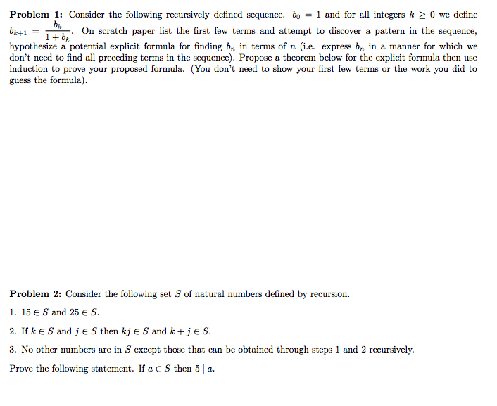 Solved Problem 1 Consider The Following Recursively Defined