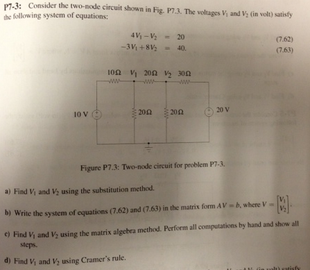 Consider the two-node circuit shown in Fig. P7.3. The | Chegg.com