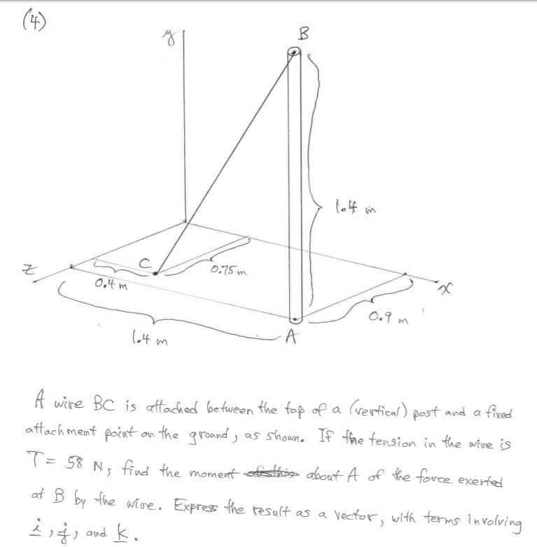 Solved A wire BC is attached between the top of a | Chegg.com