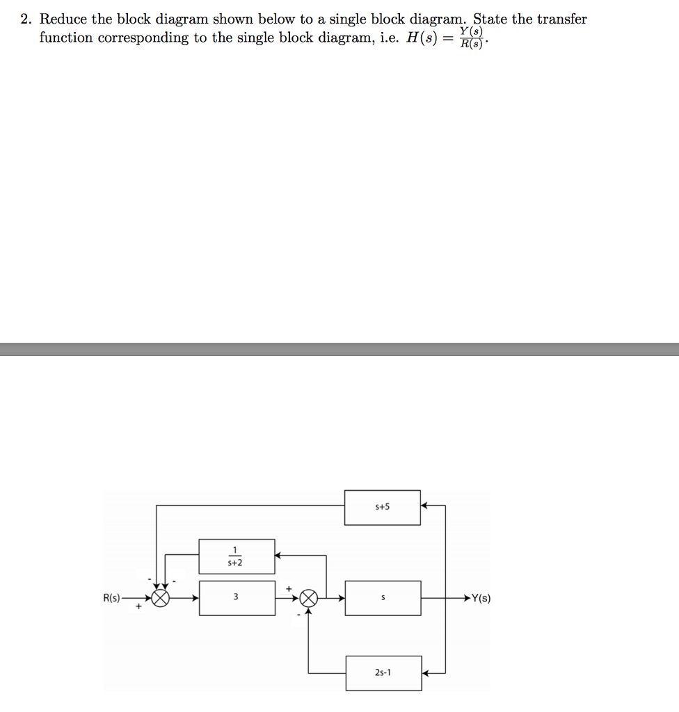 Solved 2. Reduce the block diagram shown below to a single | Chegg.com