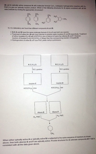 Solved An optically active compound A with molecular formula | Chegg.com