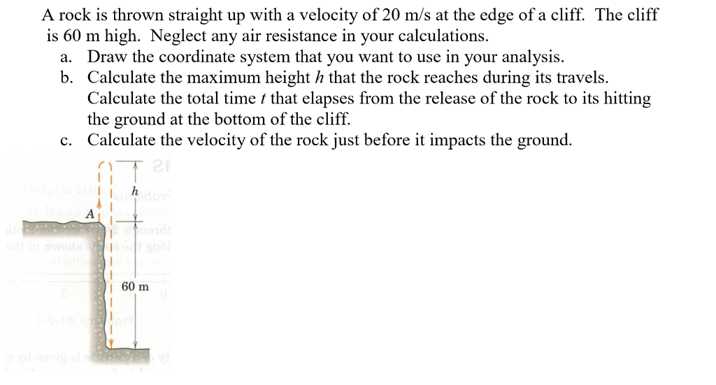 Solved An object is thrown under as follows. Please find the | Chegg.com