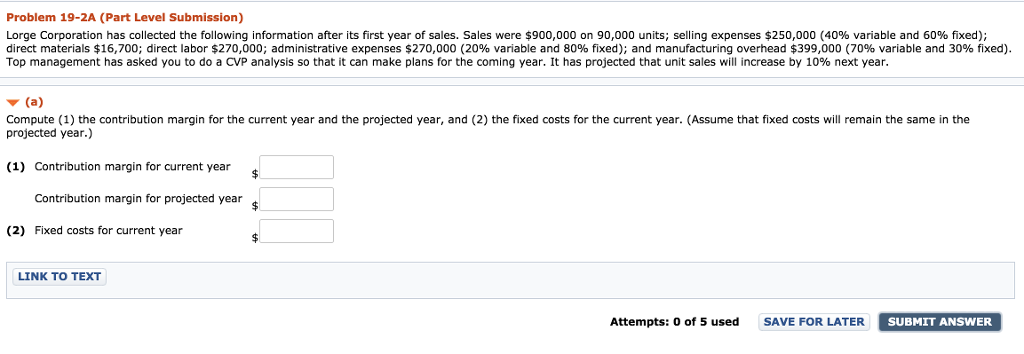 Solved Problem 19-2A (Part Level Submission) Lorge | Chegg.com
