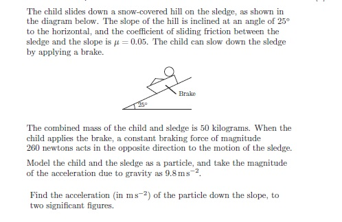 Solved The child slides down a snow - covered hill on the | Chegg.com