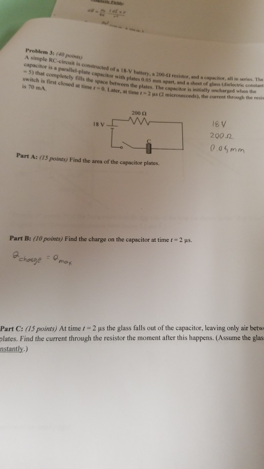 Solved Problem 3: (40 pointy) A simple RC-circuit | Chegg.com