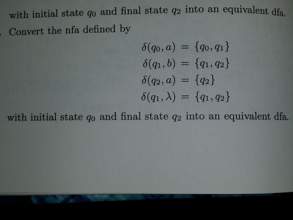 Solved With initial state q_0 and final state q_2 into an | Chegg.com