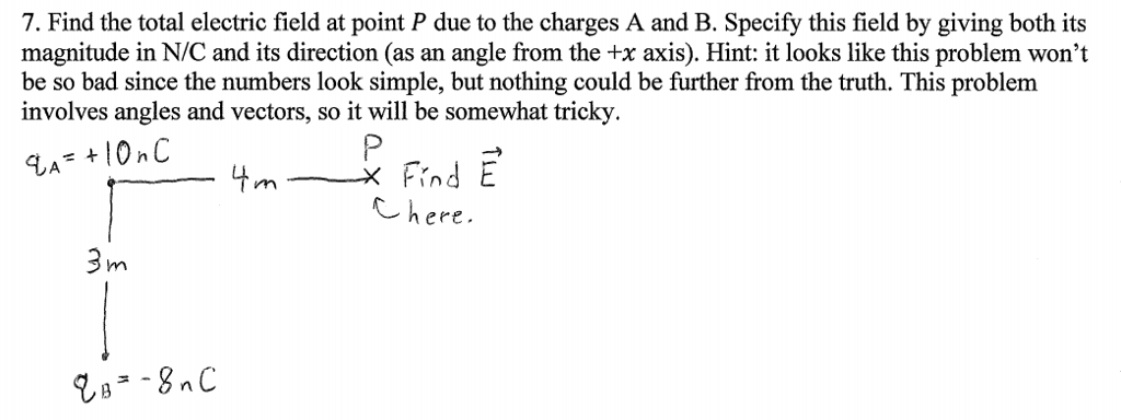 Solved Find the total electric field at point P due to the | Chegg.com