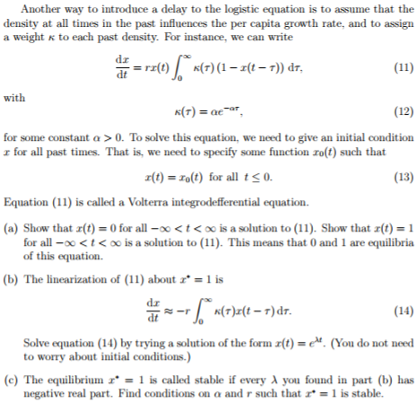 Solved Another way to introduce a delay to the logistic | Chegg.com