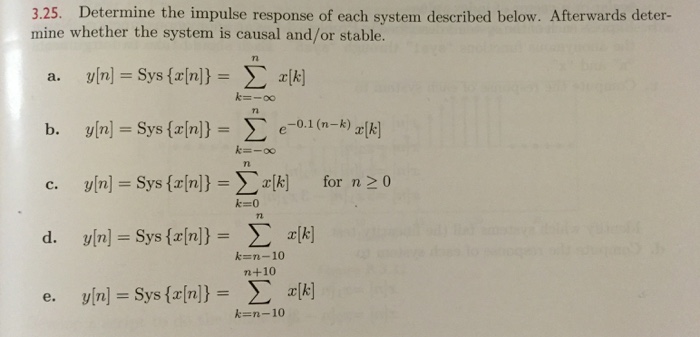 3.25. Determine the impulse response of each system | Chegg.com