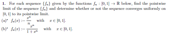 Solved 1. For each sequence {f.) given by the functions fn : | Chegg.com