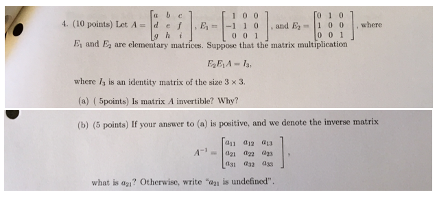 Solved Where E1 and E2 are elementary matrices. Suppose that | Chegg.com