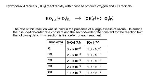 Solved Hydroperoxyl radicals (HO2) react rapidly with ozone | Chegg.com