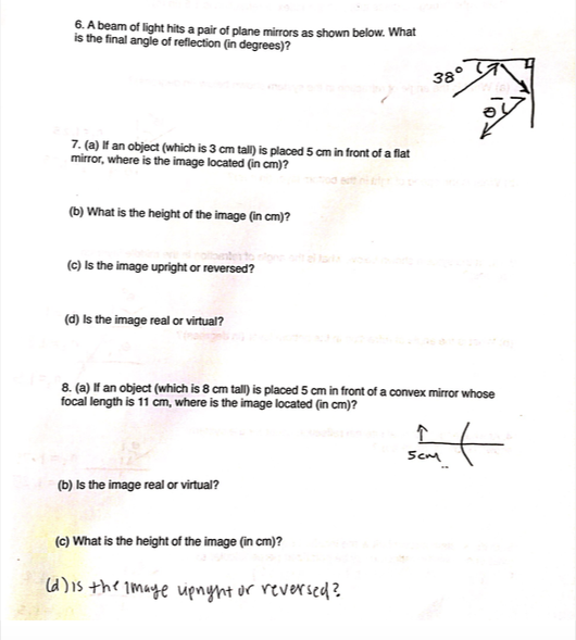 Solved A beam of light hits a pair of plane mirrors as shown | Chegg.com