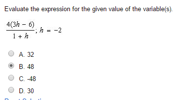 Solved Evaluate the expression for the given value of the | Chegg.com