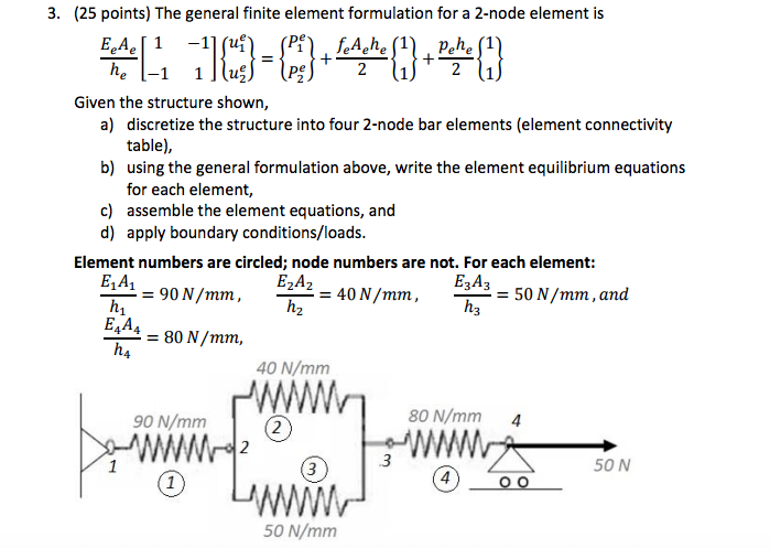 Solved The general finite element formulation for a 2-node | Chegg.com