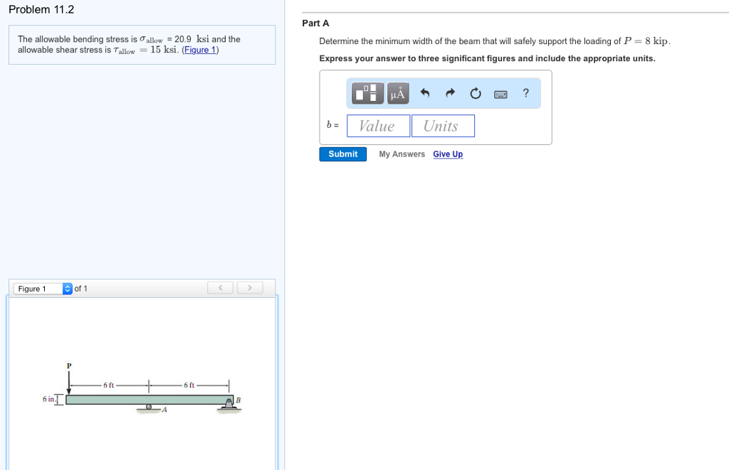 Solved Problem 11.2 Part A The allowable bending stress is | Chegg.com
