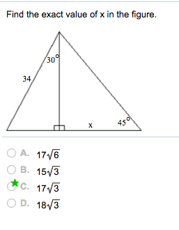 Solved Find the exact value of x in the figure. 17 | Chegg.com