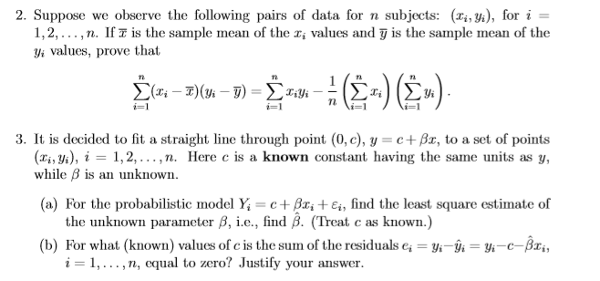 Solved 2. Suppose we observe the following pairs of data for | Chegg.com Solved 2. Suppose we observe the following pairs of data for | Chegg.com