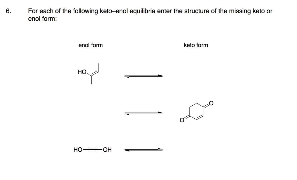 Solved For each of the following keto-enol equilibria enter | Chegg.com