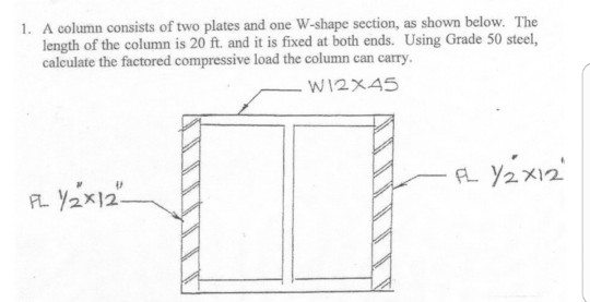 Solved 1. A column consists of two plates and one W-shape | Chegg.com