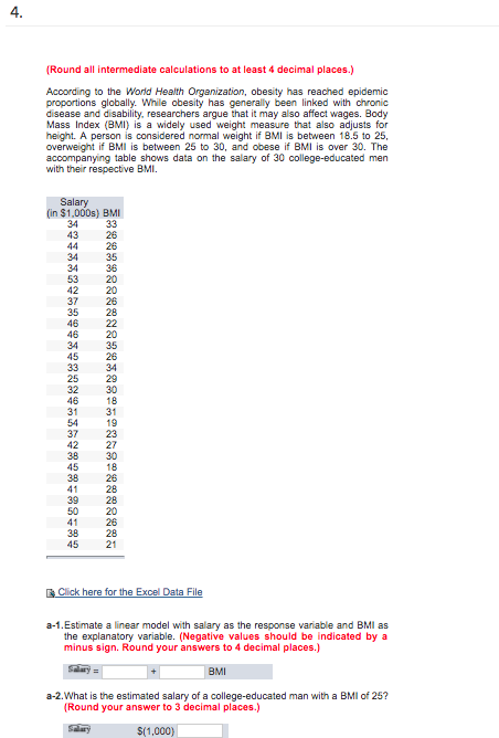 Solved 4 (Round all intermediate calculations to at least 4 | Chegg.com