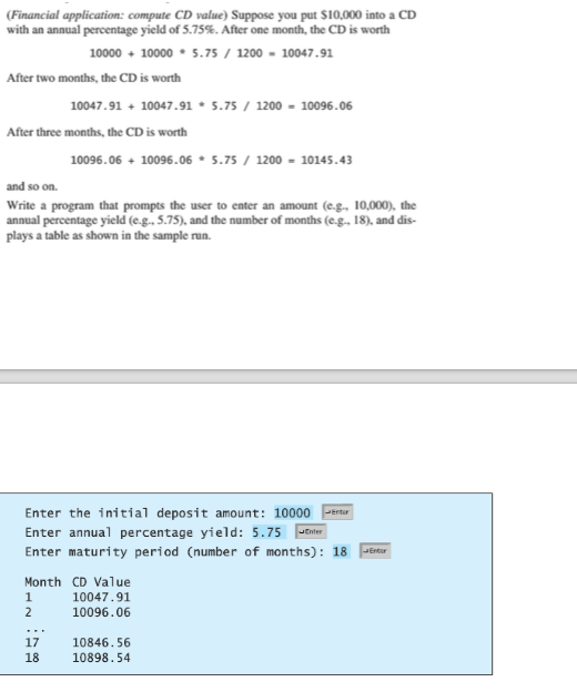 Solved (Financial application: compute CD value) Suppose you | Chegg.com