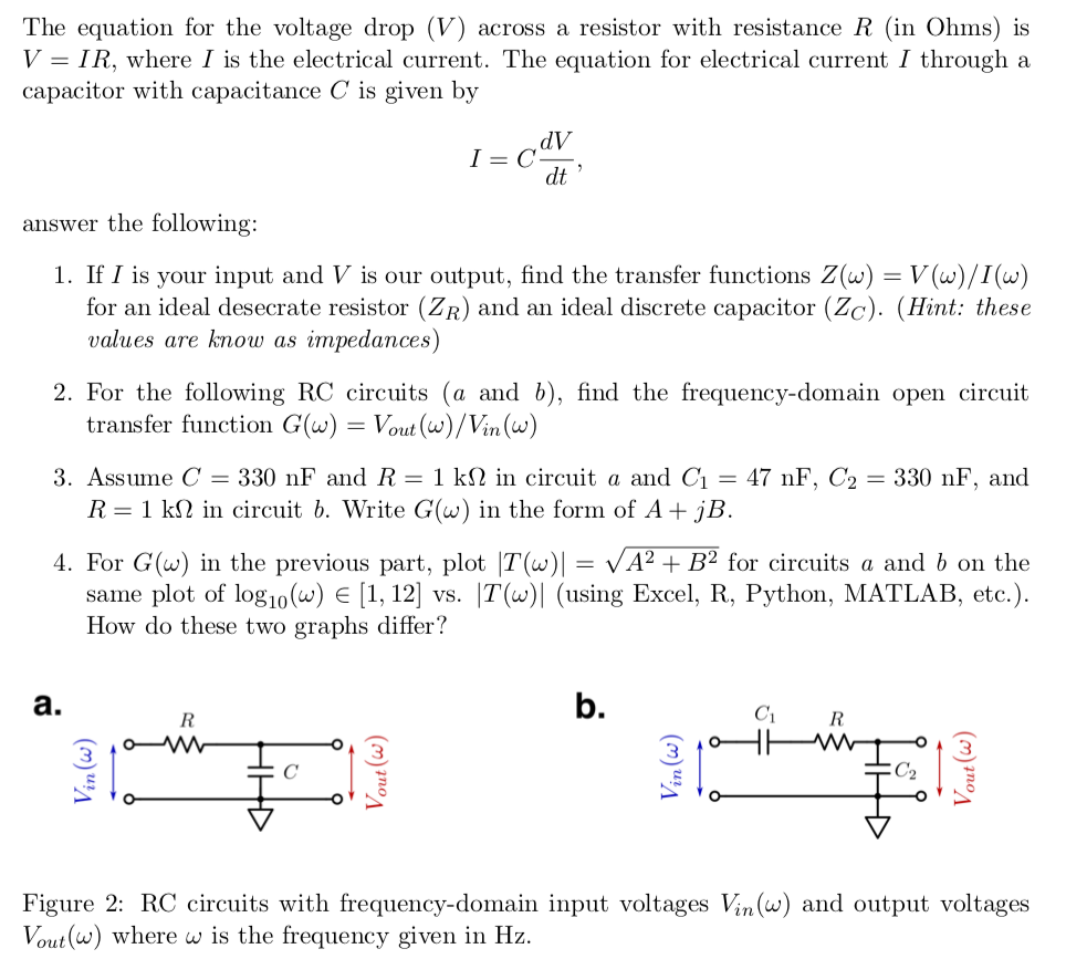Solved The equation for the voltage drop (V) across a | Chegg.com