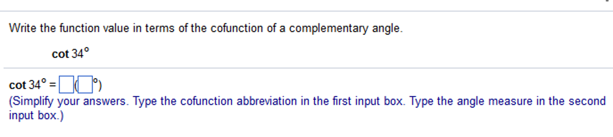 Solved Write the function value in terms of the cofunction | Chegg.com