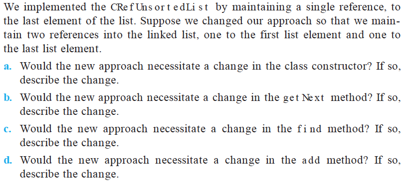 We implemented the CRefUhsor tedLi st by maintaining | Chegg.com