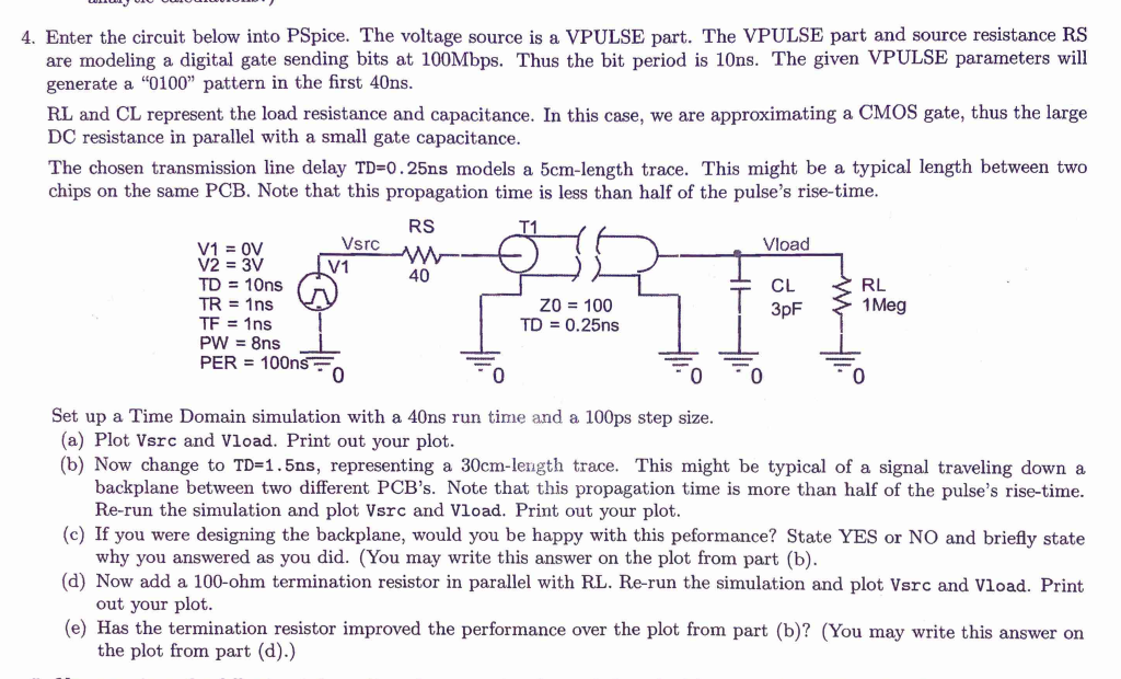 Solved 4. Enter the circuit below into PSpice. The voltage | Chegg.com