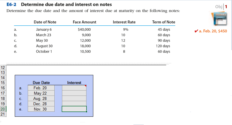 Solved Determine due date and interest on notes Determine | Chegg.com
