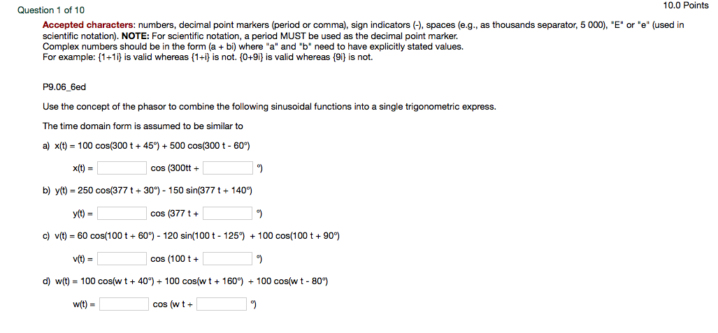 Solved Accepted characters: numbers, decimal point markers | Chegg.com
