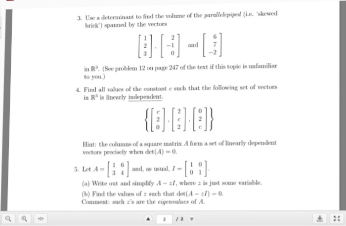 Solved Use a determinant to find the volume of the | Chegg.com