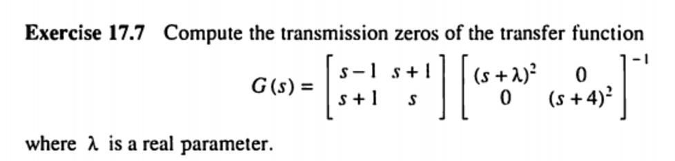 Solved Compute the transmission zeros of the transfer | Chegg.com