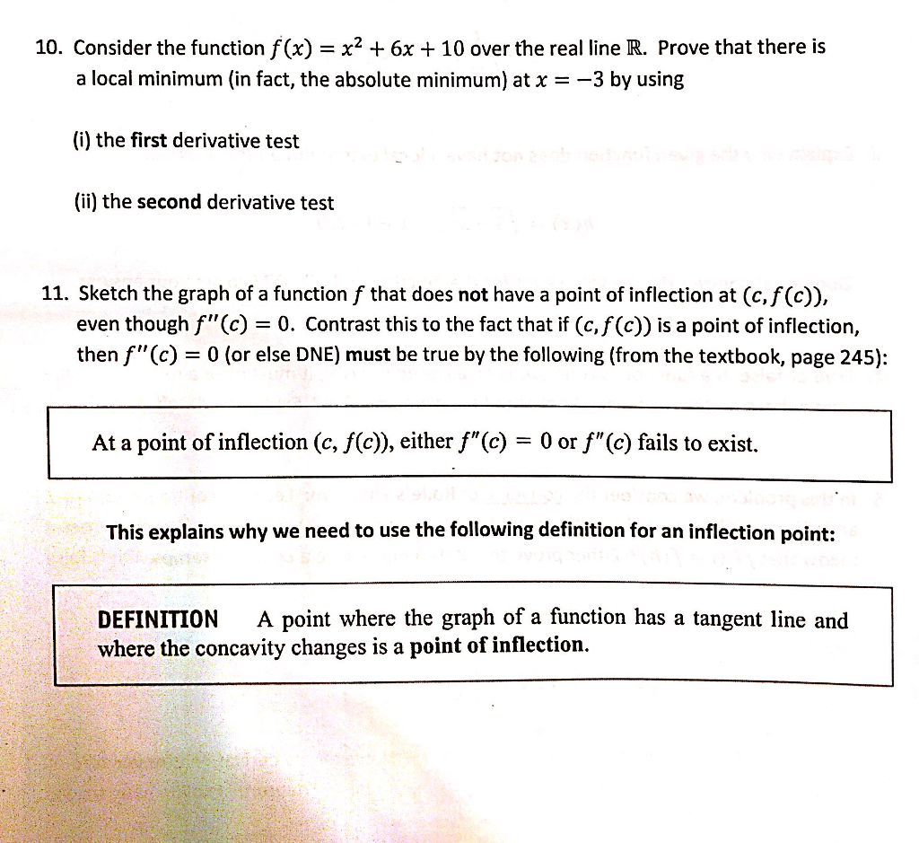 Solved 10. Consider the function f(x) x2+ 6x + 10 over the | Chegg.com