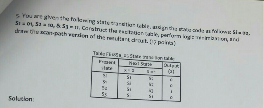 Solved 5. You are given the following state transition | Chegg.com