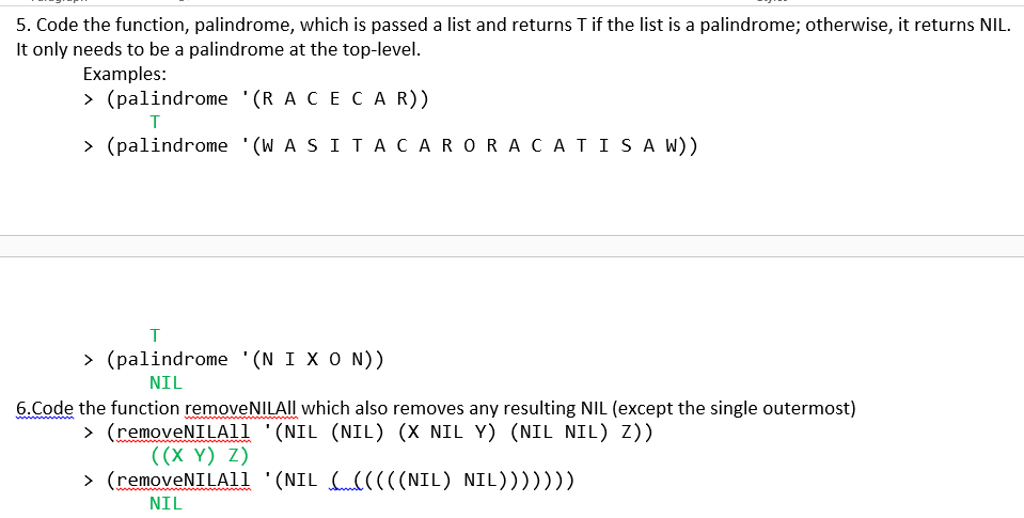 Functions In Lisp Help Pls 