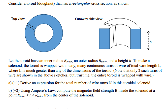 Solved Consider a toroid (doughnut) that has a rectangular | Chegg.com