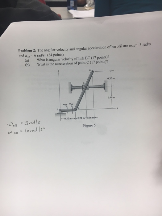 Solved The angular velocity and angular acceleration of bar | Chegg.com