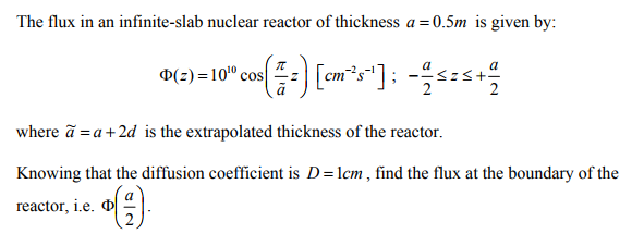 Solved The flux in an infinite-slab nuclear reactor of | Chegg.com