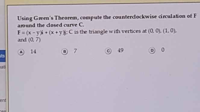 Solved Using Green's Theorem, compute the counterdockwise | Chegg.com