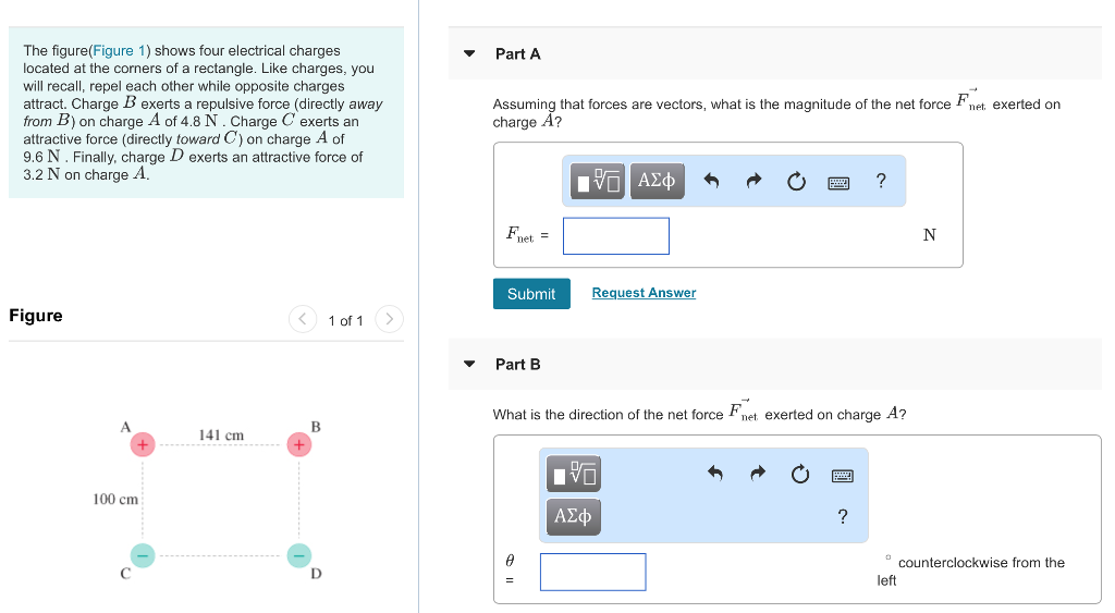 Solved The figure(Figure 1) shows four electrical charges | Chegg.com