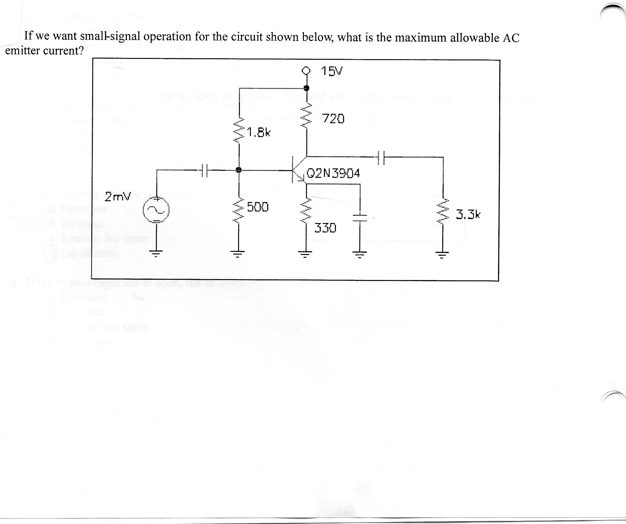 If we want small-signal operation for the circuit | Chegg.com