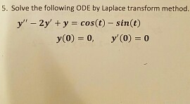 Solved Solve the following ODE by Laplace transform method. | Chegg.com