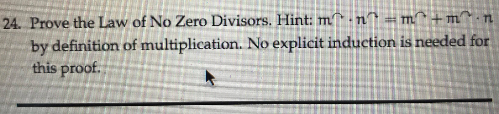 Solved 24. Prove the Law of No Zero Divisors. Hint: m、n',-mn | Chegg.com