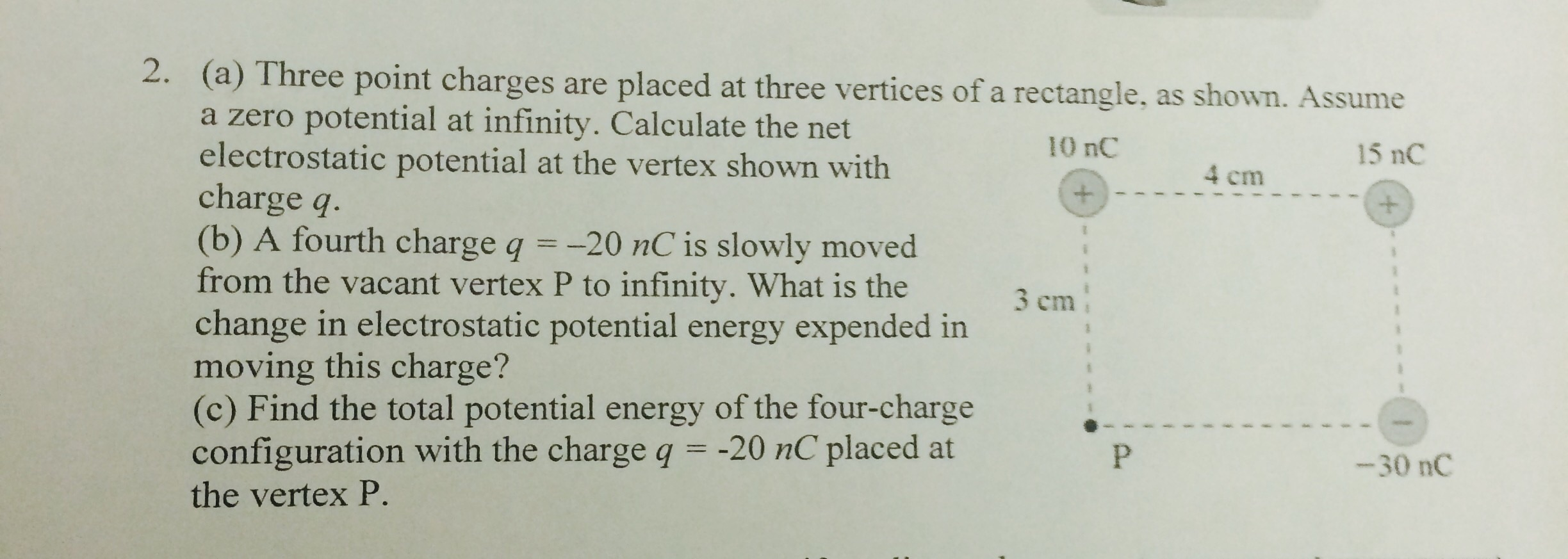 Solved 2. (a) Three point charges are placed at three | Chegg.com