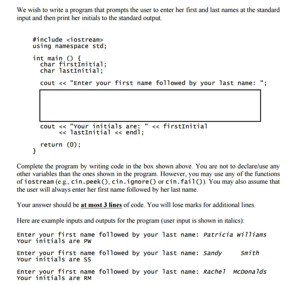 We wish to write a program that prompts the user to | Chegg.com